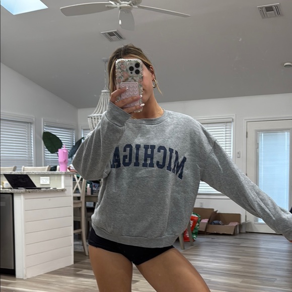 Tops | Gray Michigan Sweatshirt | Poshmark